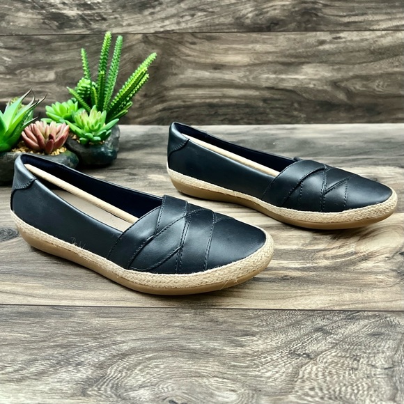 Clarks | Shoes | Nib Clarks 8w Wide Danelly Shine Woven Leather Flats ...